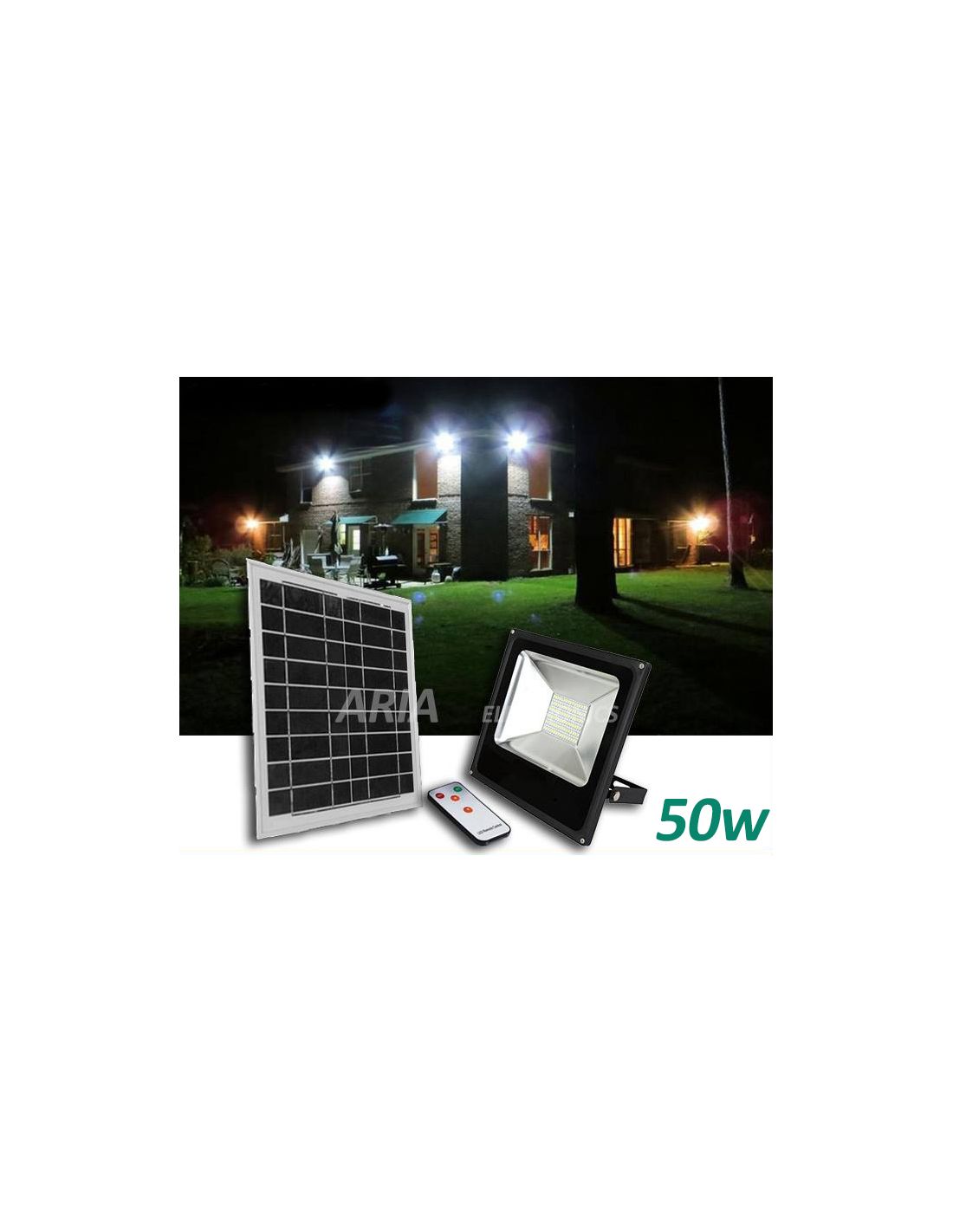 Led Προβολέας με Solar Panel 50w